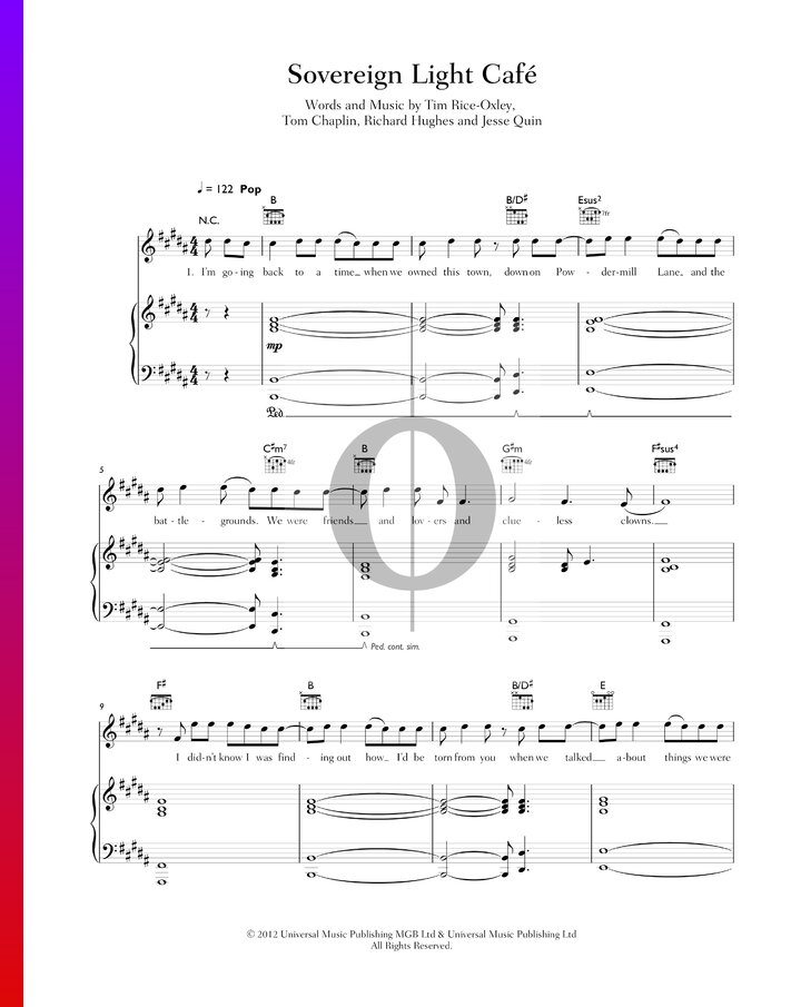 Sovereign Light Cafe (Keane) Piano Sheet Music - OKTAV