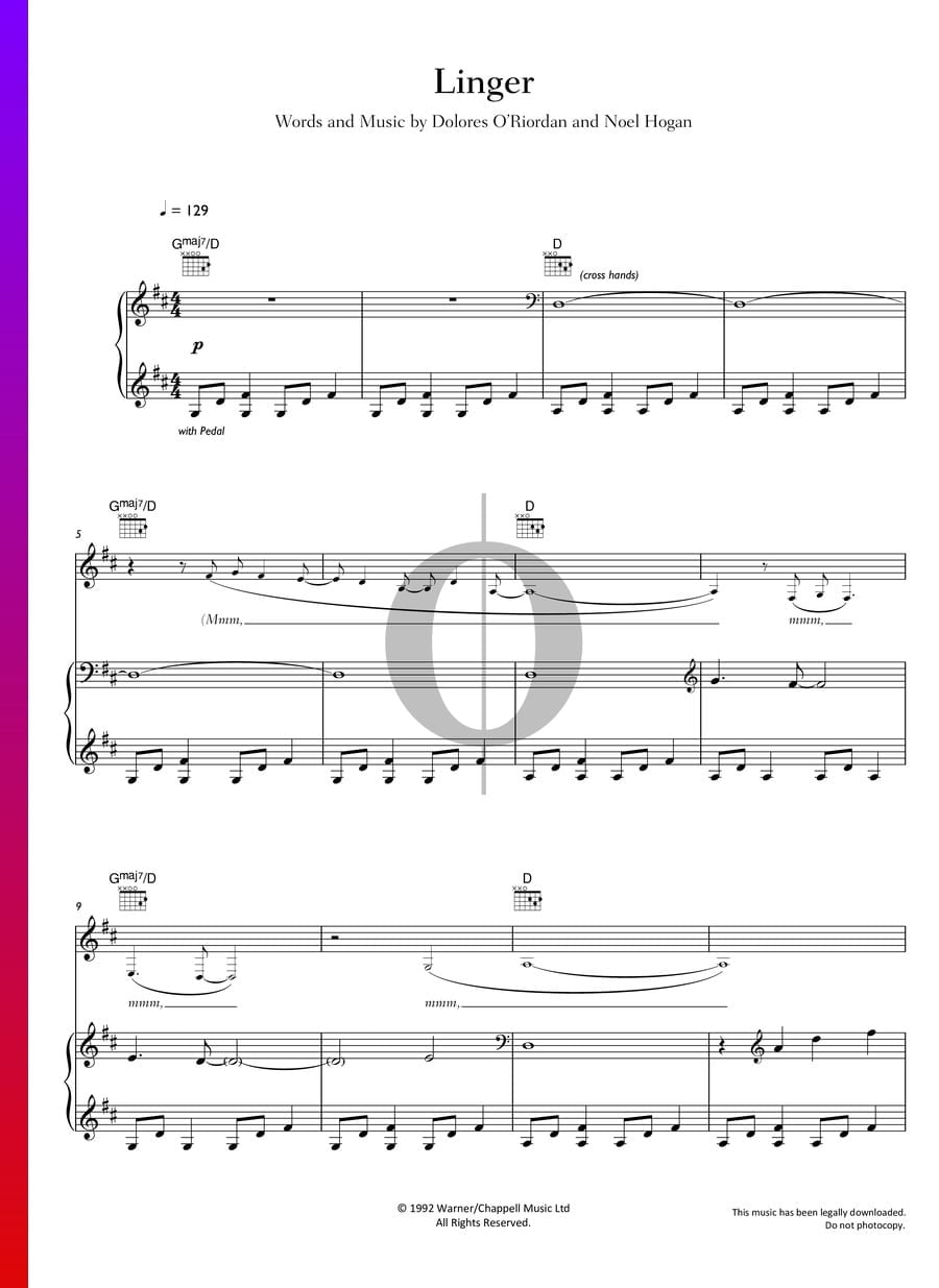 Linger (The Cranberries) Piano Sheet Music - OKTAV