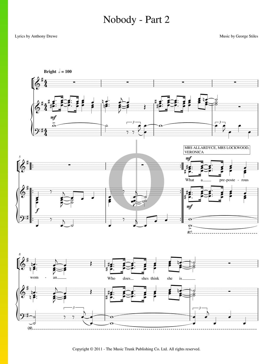 Nobody (Part 2) (George Stiles) Piano Sheet Music - OKTAV