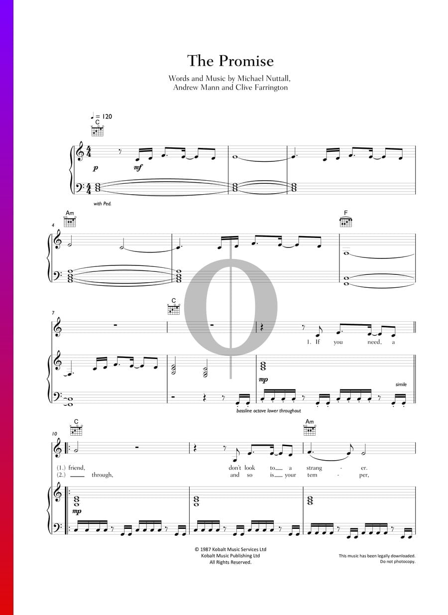 The Promise (When in Rome) Piano Sheet Music - OKTAV