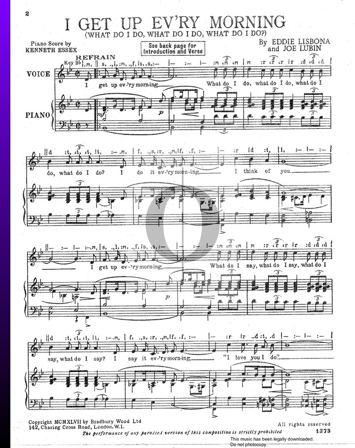 I Get Up Ev'ry Morning (Edward Lisbona) Piano Sheet Music - OKTAV