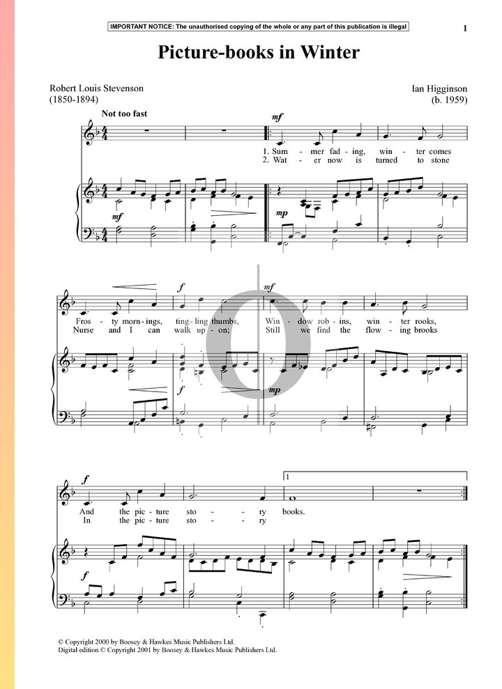 Picture-Books In Winter (Ian Higginson) Piano Sheet Music - OKTAV
