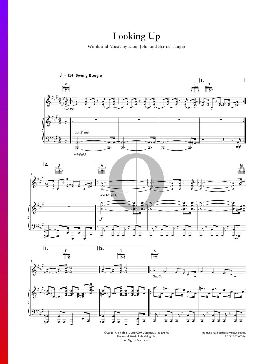 Looking Up (Elton John) Piano Sheet Music - OKTAV