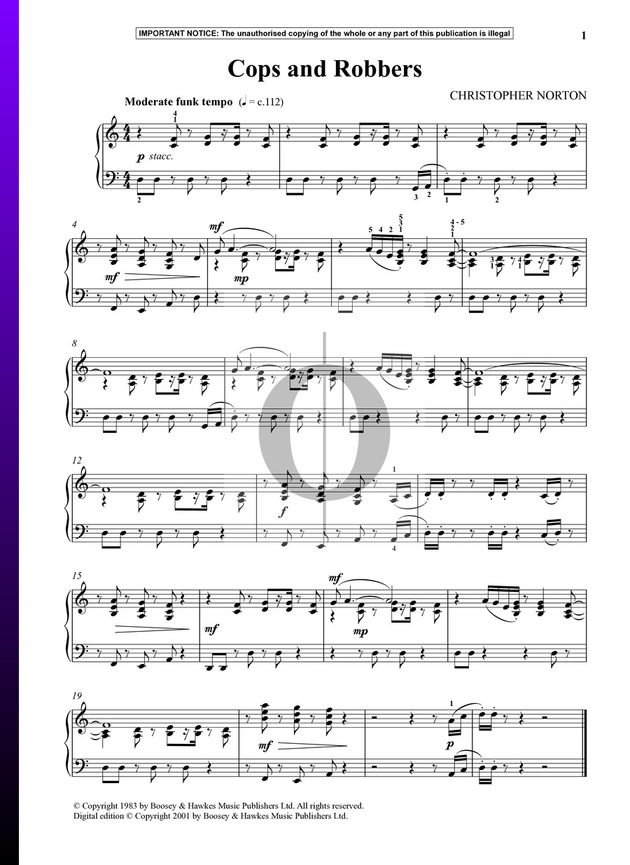 Cops And Robbers (Christopher Norton) Piano Sheet Music - OKTAV
