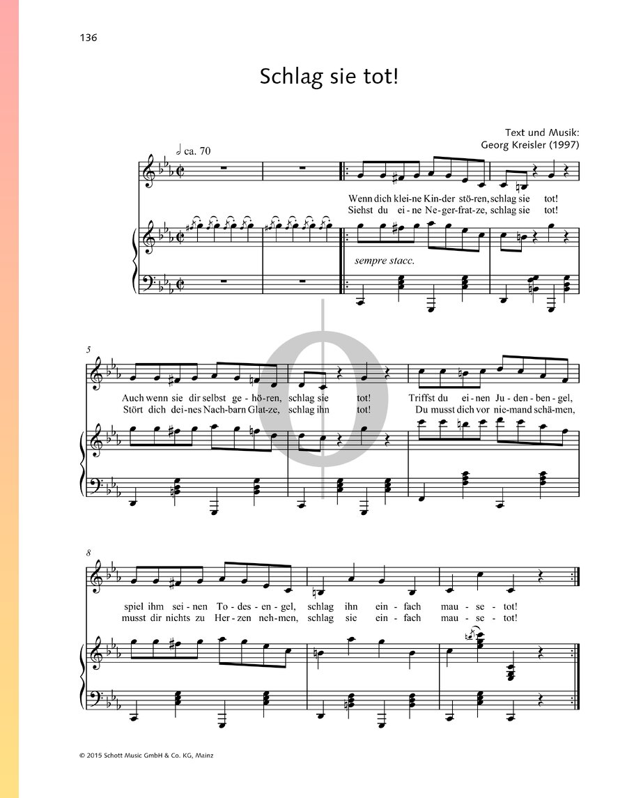 Schlag sie tot! (Georg Kreisler) Piano Sheet Music - OKTAV
