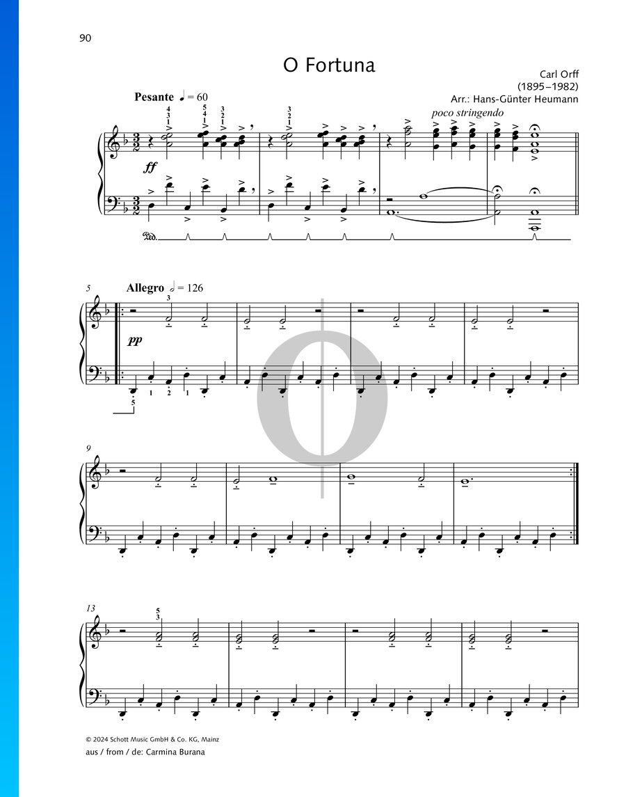 O Fortuna (Carl Orff) Piano Sheet Music - OKTAV
