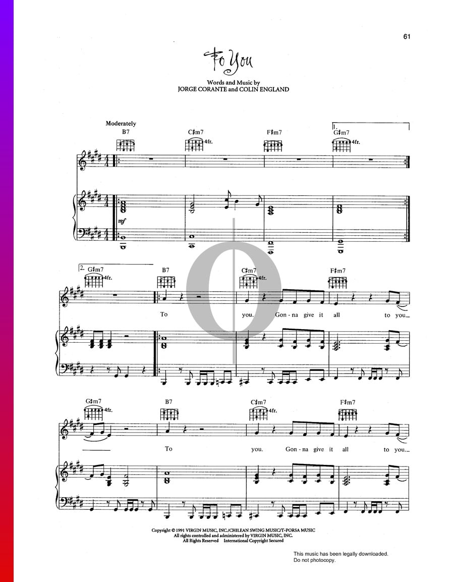 To You (Paula Abdul) Piano Sheet Music - OKTAV