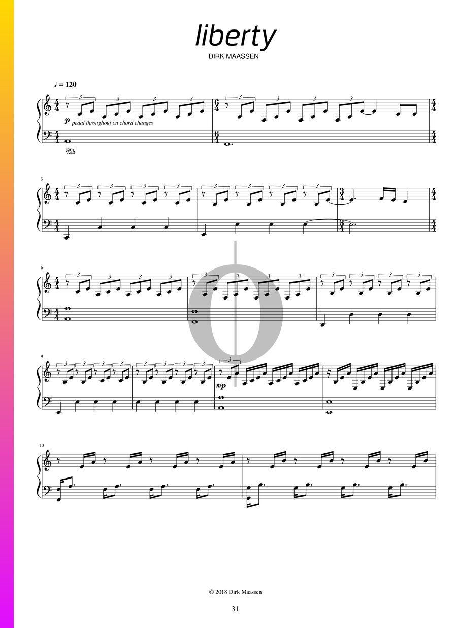 Liberty (Dirk Maassen) Piano Sheet Music - OKTAV