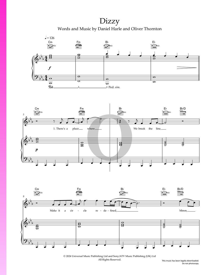 Dizzy (Olly Alexander) Piano Sheet Music - OKTAV