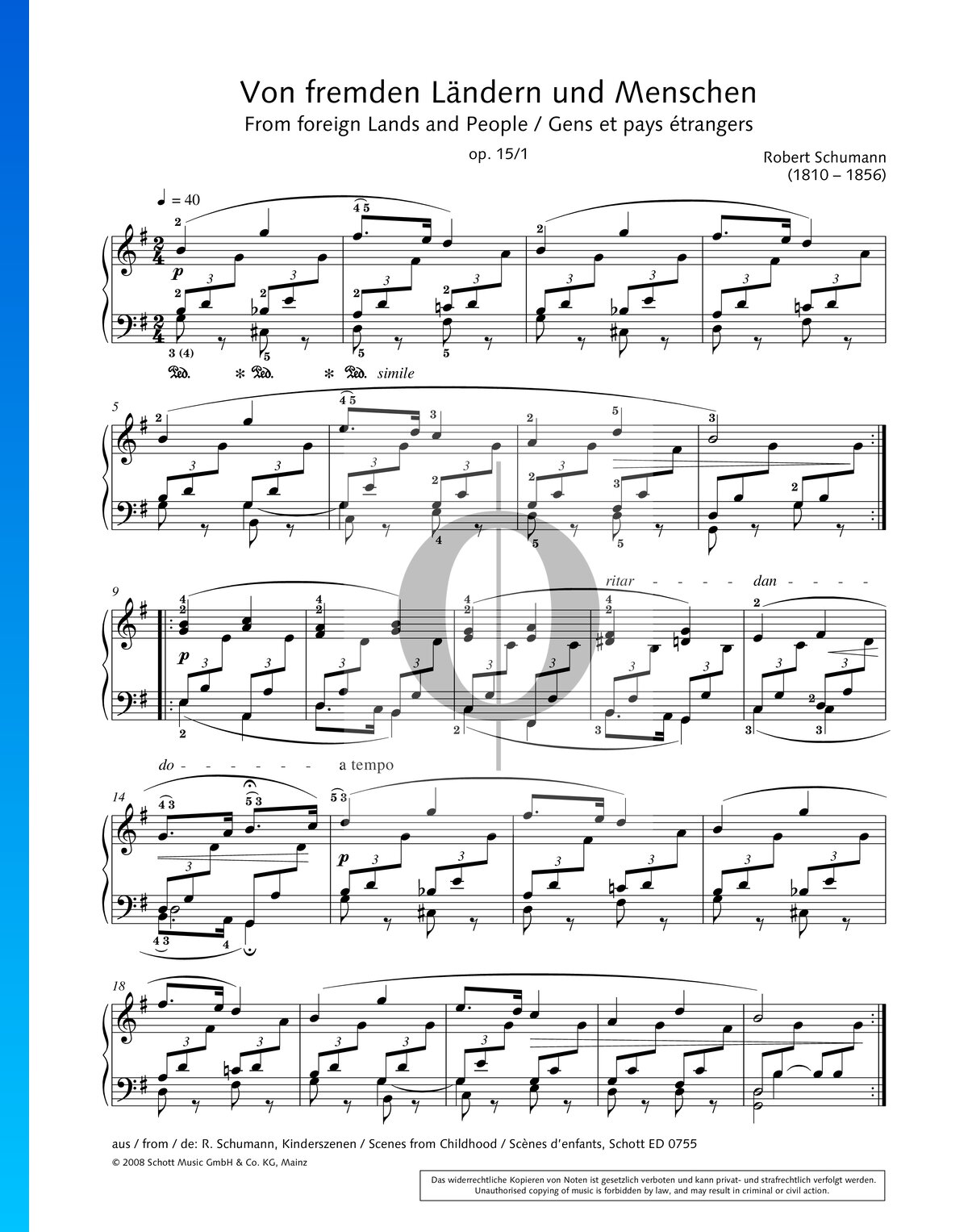 Kinderszenen, Op. 15 No. 1: Of Foreign Lands and Peoples (Robert ...