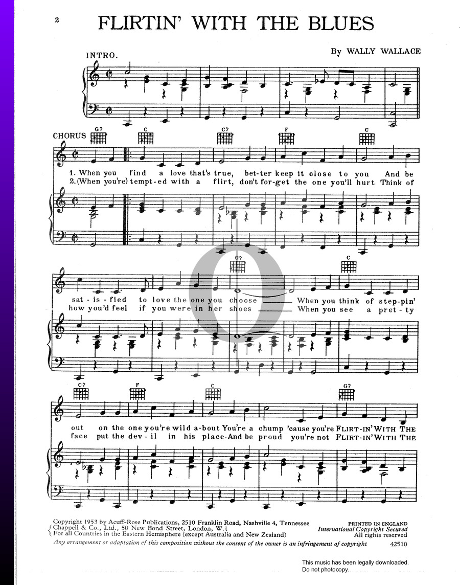 Flirtin' With The Blues (Wally Wallace) Piano Sheet Music - OKTAV