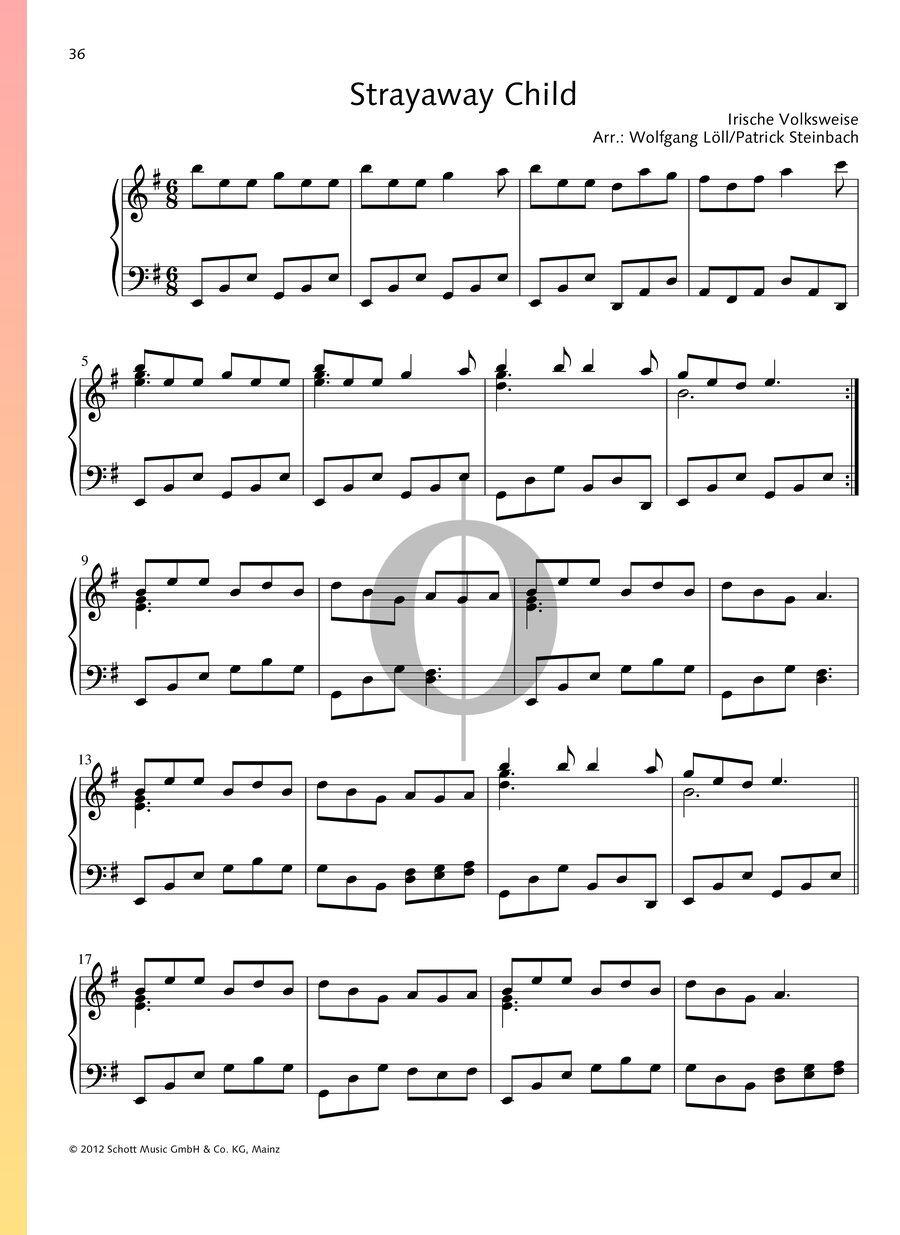 Strayaway Child (Anonymous) Piano Sheet Music - OKTAV