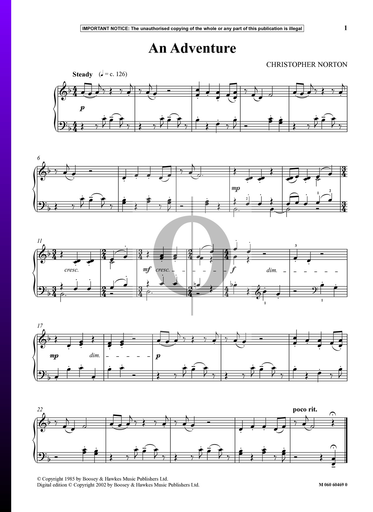 An Adventure (Christopher Norton) Piano Sheet Music - OKTAV