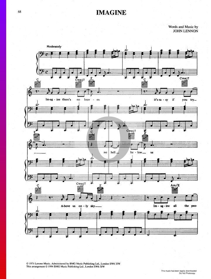 Imagine (John Lennon) Piano Sheet Music - OKTAV