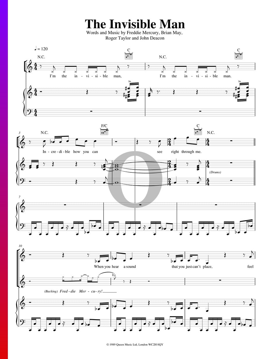 The Invisible Man (Queen) Piano Sheet Music - OKTAV