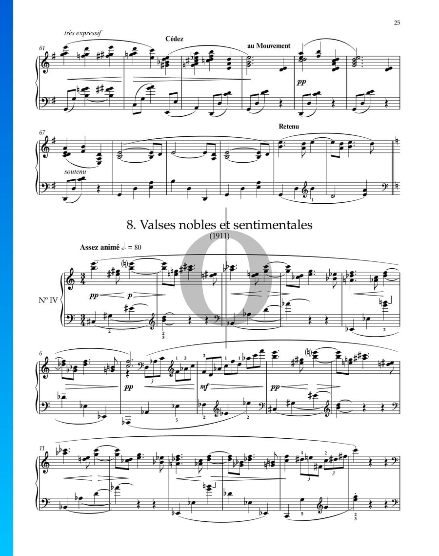 Valses nobles y sentimentales IV, M.61 » Maurice Ravel - Partituras de piano - OKTAV