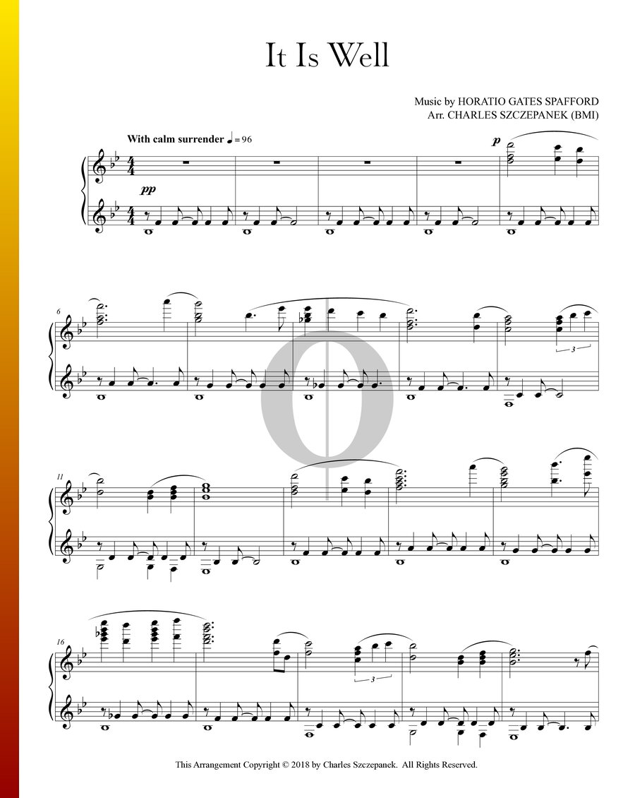 It Is Well (Horatio Gates Spafford) Piano Sheet Music - OKTAV