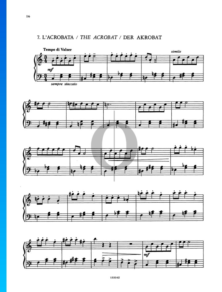 The Acrobat (Nino Rota) Piano Sheet Music - OKTAV