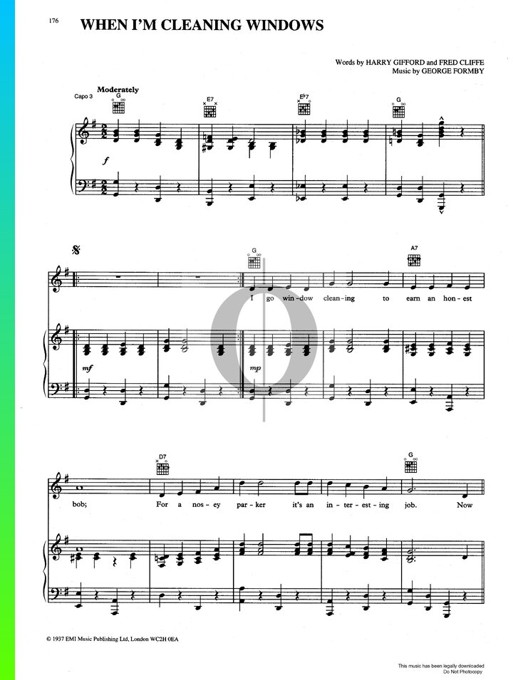When I'm Cleaning Windows Piano Sheet Music from Keep Your Seats ...