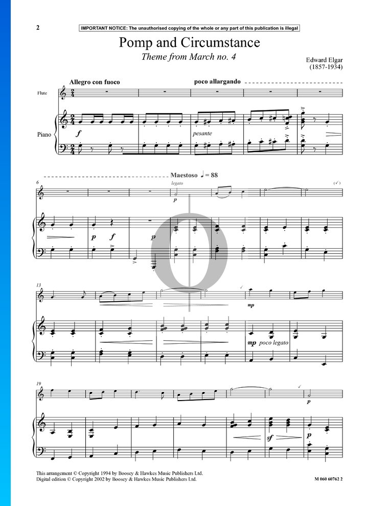 Pomp and Circumstance, Op. 39: March No. 4 (Theme) (Edward Elgar) Piano ...