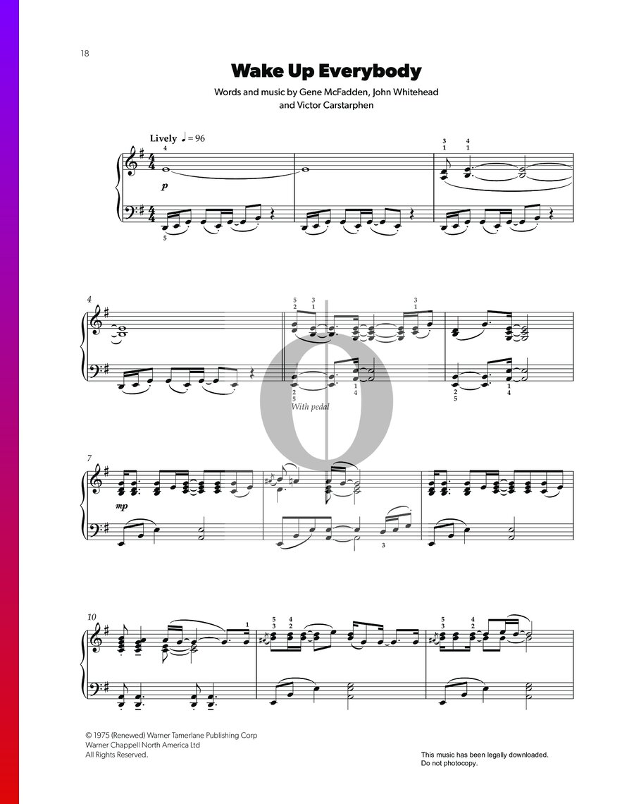 Wake Up Everybody (Harold Melvin & the Blue Notes) Piano Sheet Music ...