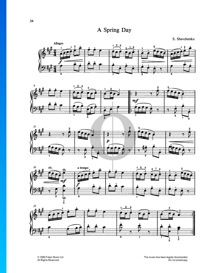 A Spring Day (S. Shevchenko) Piano Sheet Music - OKTAV