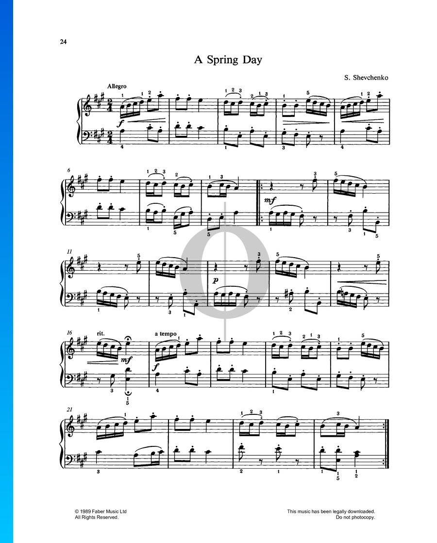 A Spring Day (S. Shevchenko) Piano Sheet Music - OKTAV