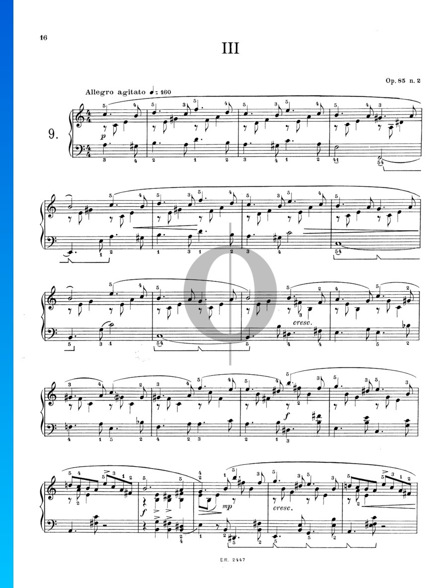 Lieder ohne Worte, Op. 85 Nr. 2: Allegro agitato Klaviernoten (Felix ...