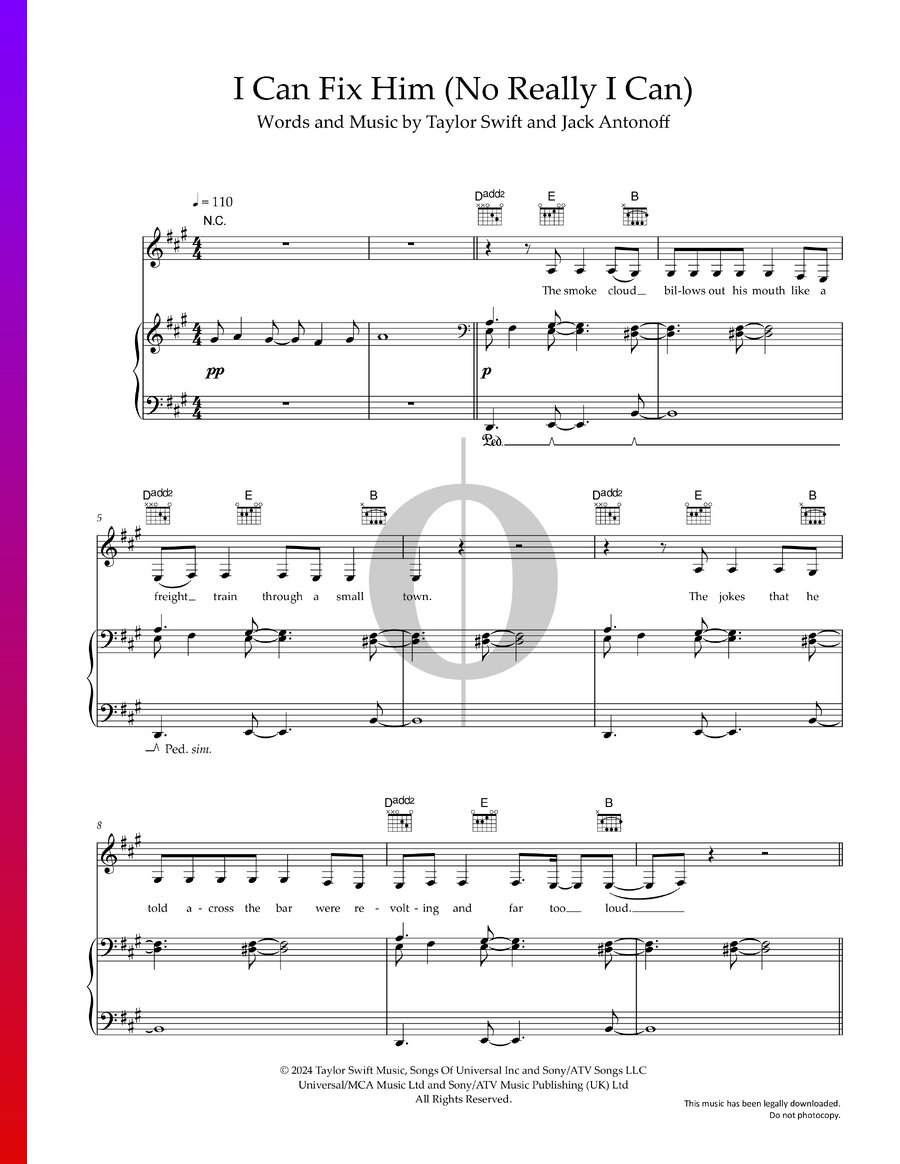I Can Fix Him (No Really I Can) » Taylor Swift - Partituras de piano ...