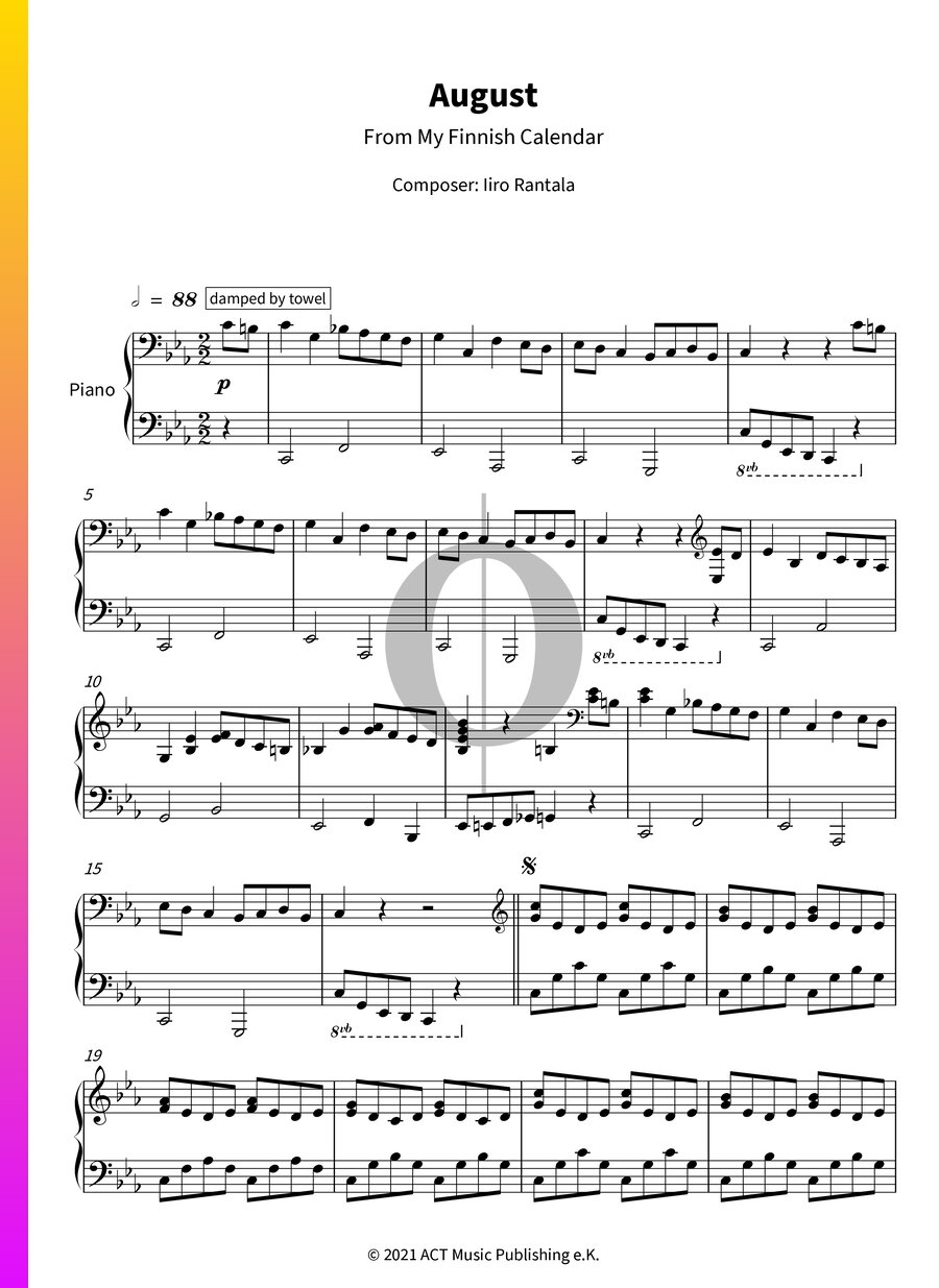 August (Iiro Rantala) Piano Sheet Music - OKTAV