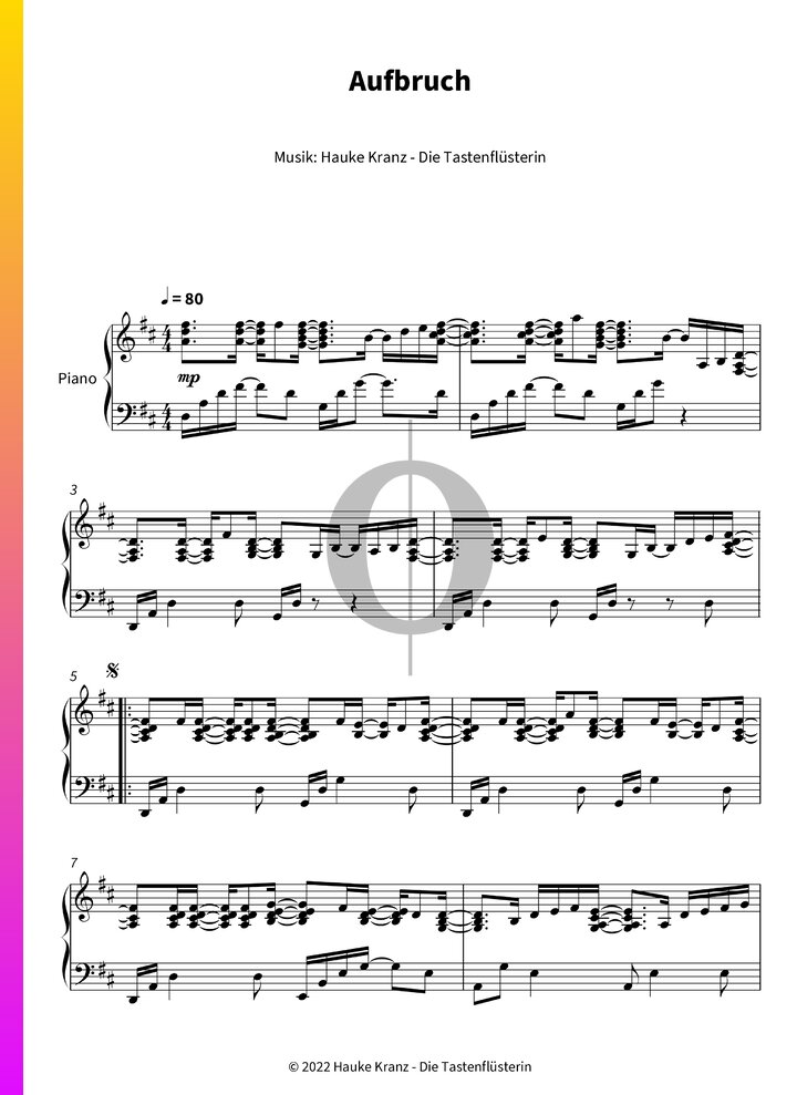 Aufbruch (Hauke Kranz - Die Tastenflüsterin) Piano Sheet Music - OKTAV