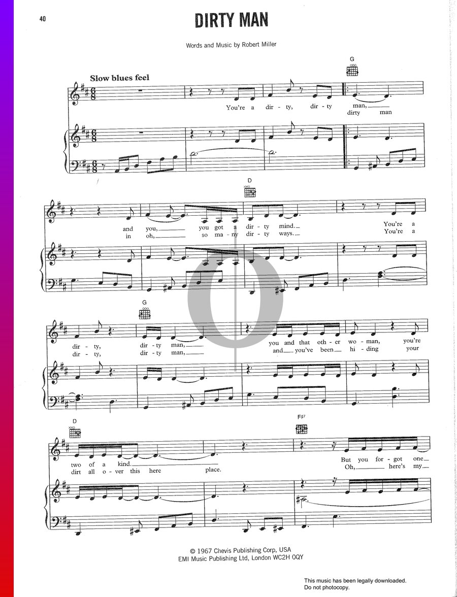 Dirty Man (Joss Stone) Piano Sheet Music - OKTAV