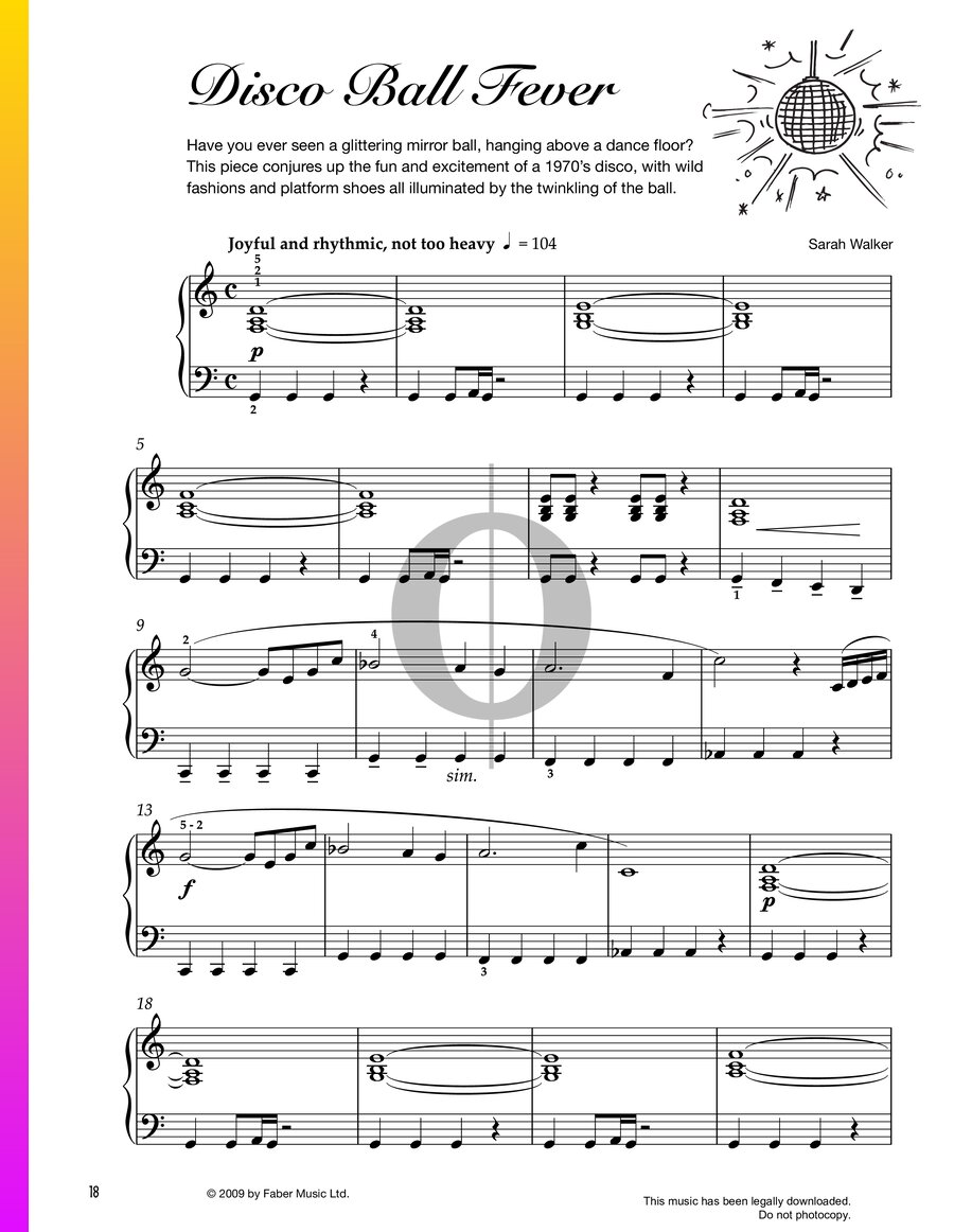 Disco Ball Fever (Sarah Walker) Piano Sheet Music - OKTAV