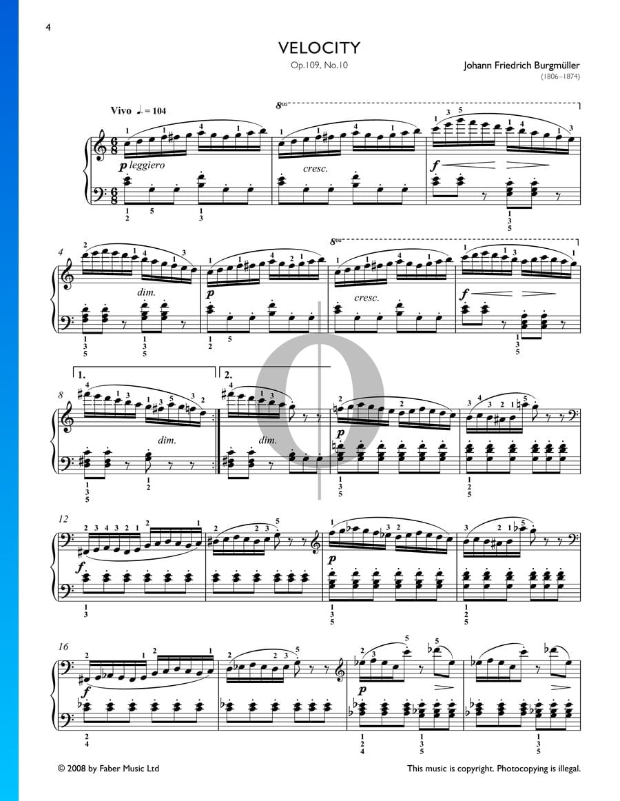Velocity, Op. 109 No. 10 Sheet Music (Piano Solo) - PDF Download ...