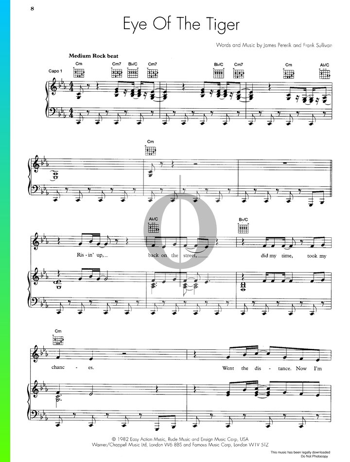 Eye Of The Tiger Piano Sheet Music from Rocky III by Survivor - OKTAV