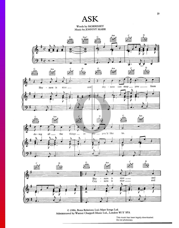 Ask (The Smiths) Piano Sheet Music - OKTAV