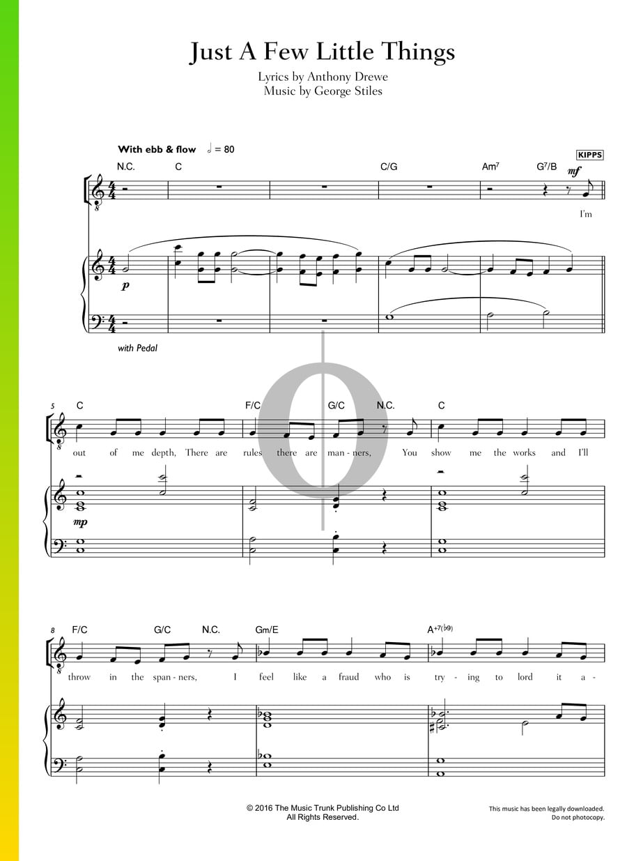 Just A Few Little Things (George Stiles) Piano Sheet Music - OKTAV