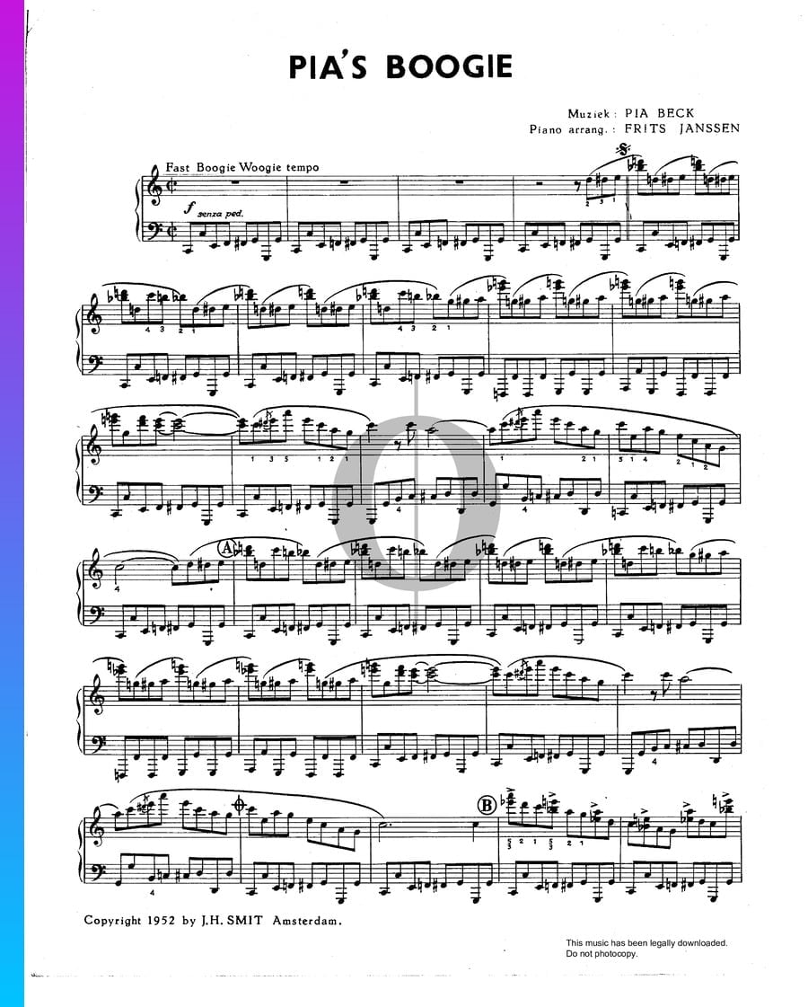 Pia's Boogie (Pia Beck) Piano Sheet Music - OKTAV