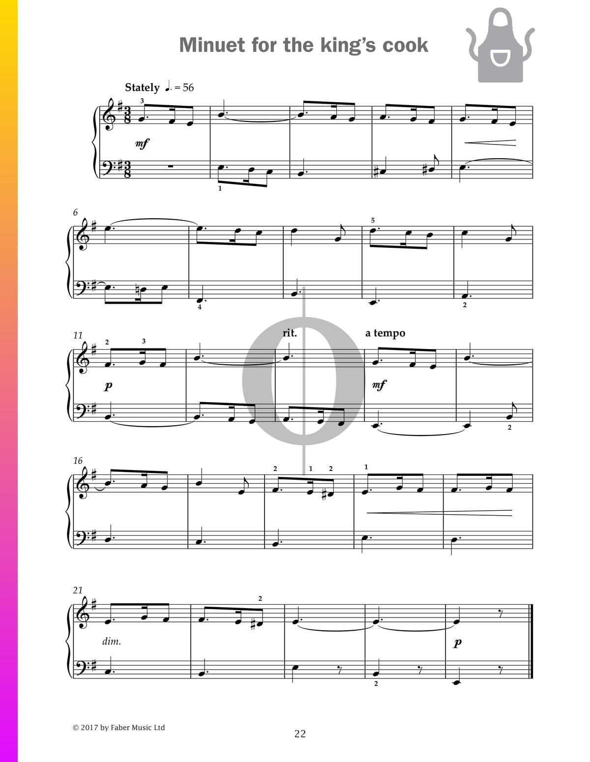 Minuet for the king's cook (Paul Harris) Piano Sheet Music - OKTAV