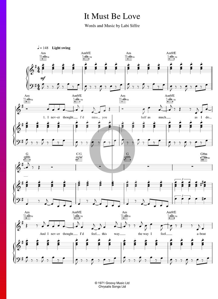 It Must Be Love (Labi Siffre) Piano Sheet Music - OKTAV