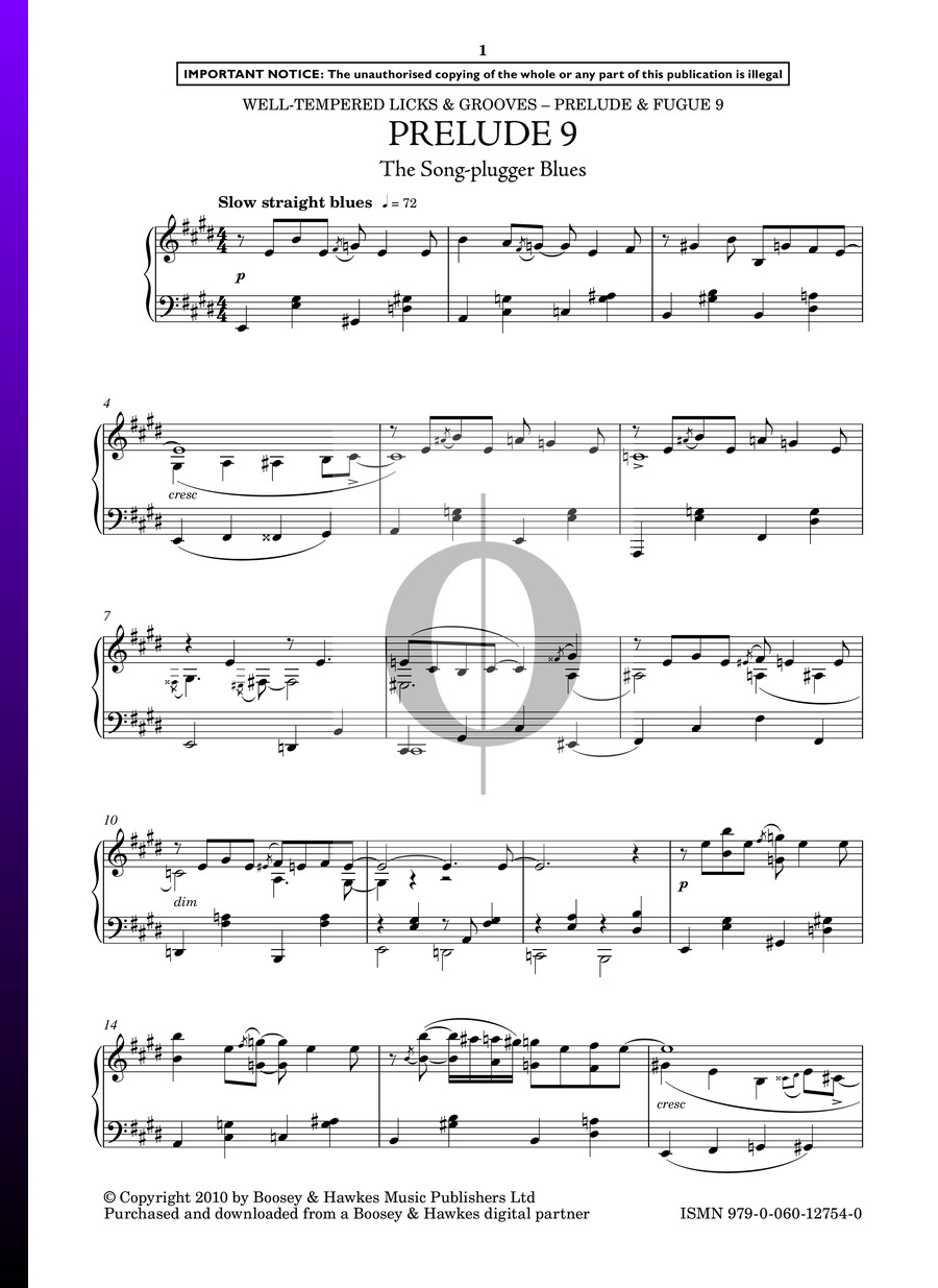 Prelude and Fugue 9 in E Major (Michelle Gorrell) Piano Sheet Music - OKTAV