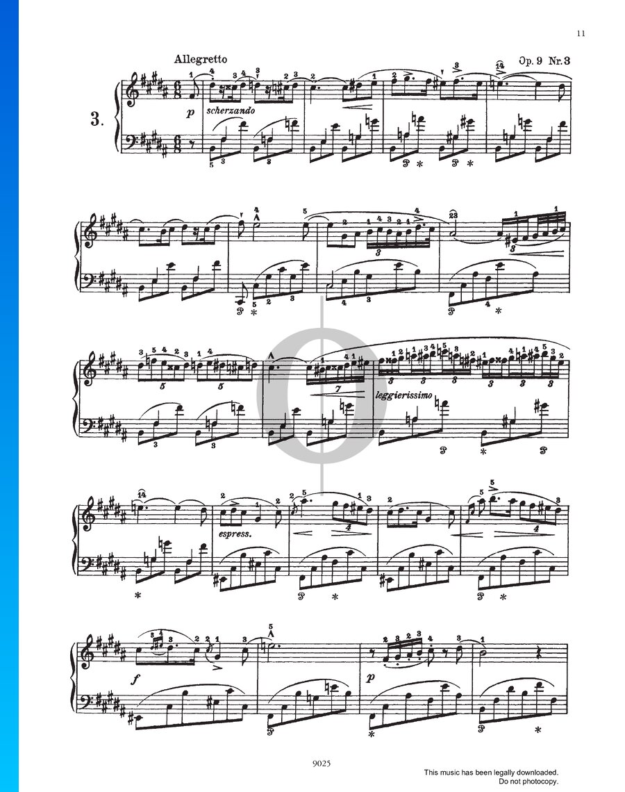 Nocturne in B Major, Op. 9 No. 3 (Frédéric Chopin) Piano Sheet Music ...