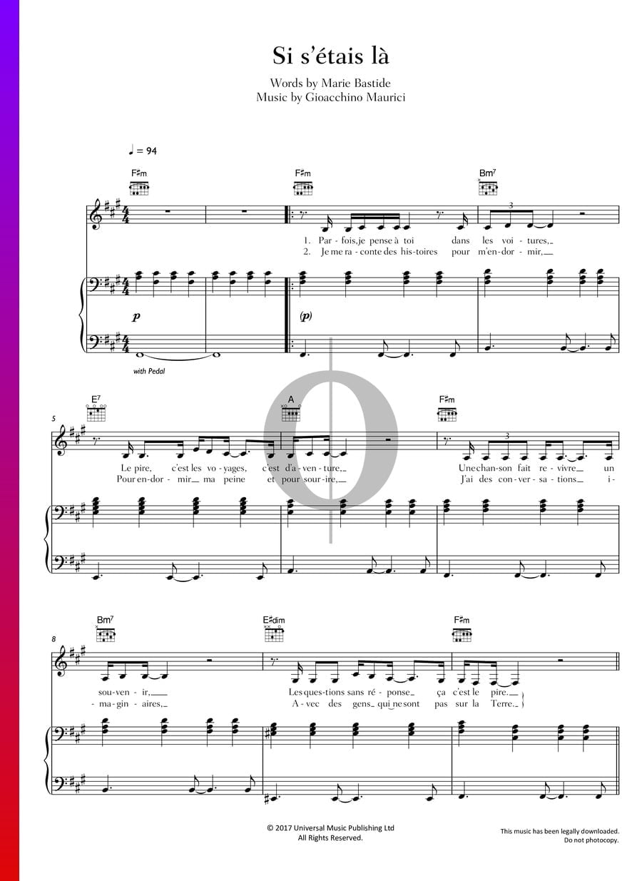 Si s'etais la (Louane) Piano Sheet Music - OKTAV