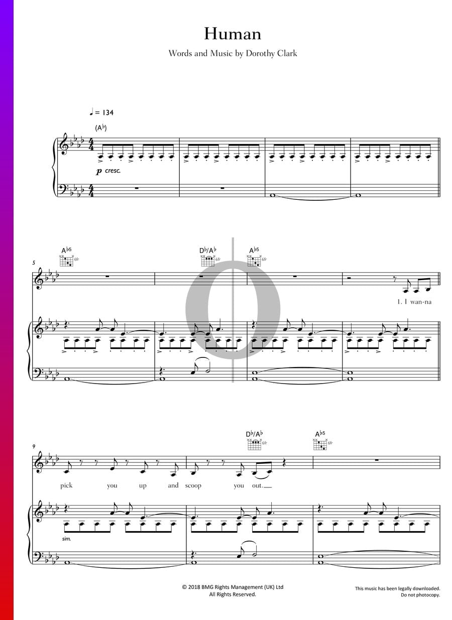 Human (Tom Walker, Dodie) Piano Sheet Music - OKTAV