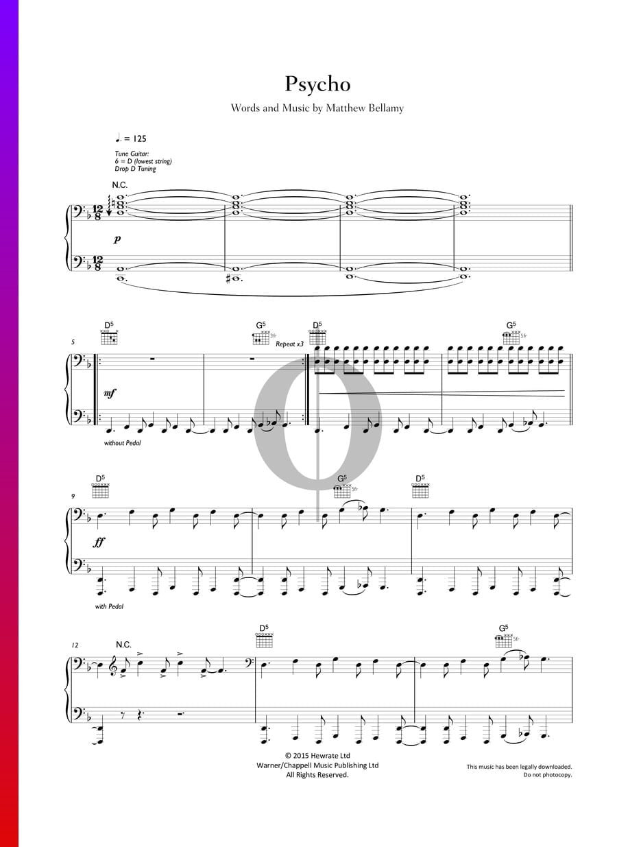 Psycho (Muse) Piano Sheet Music - OKTAV