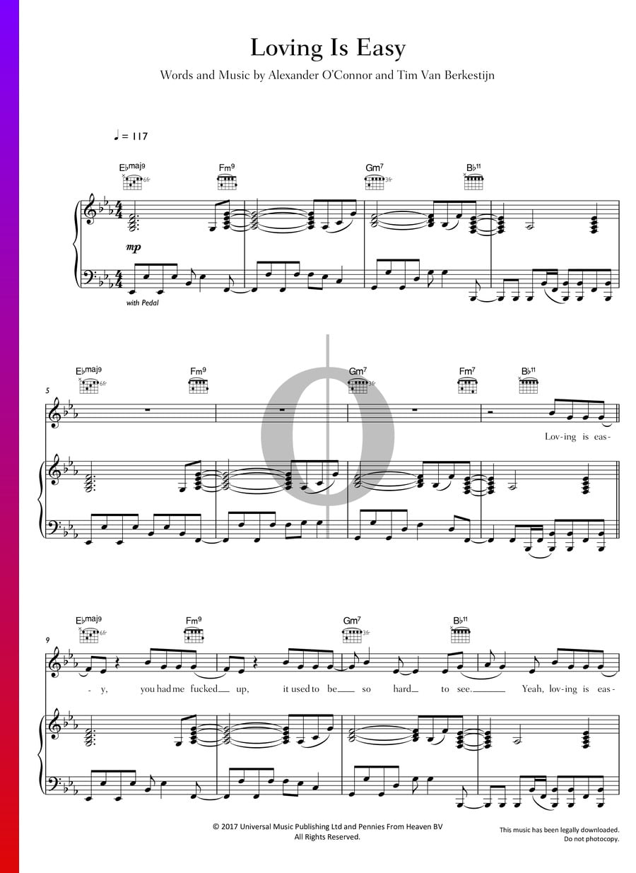 Loving Is Easy Rex Orange County Benny Sings Piano Sheet Music OKTAV loving-is-easy-rex-orange-county-benny-sings-piano-sheet-music-oktav