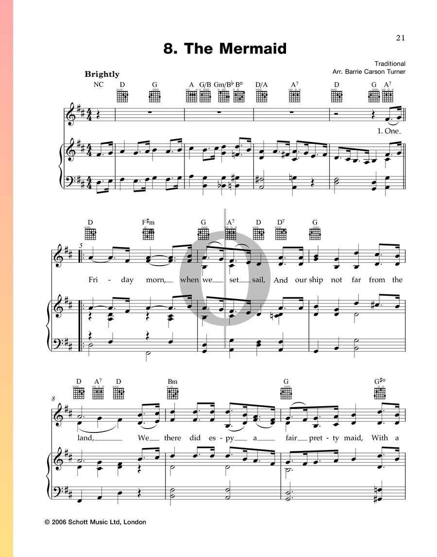 The Mermaid (Anonymous) Piano Sheet Music - OKTAV