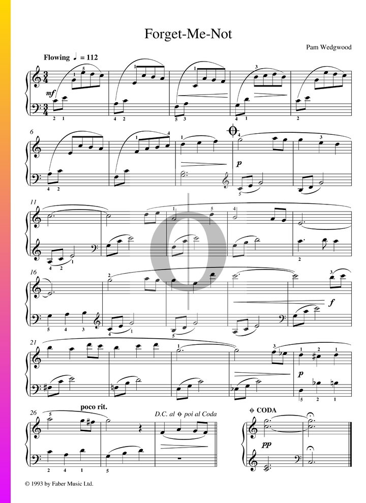 Forget Me Not door Pam Wedgwood | piano bladmuziek (Pianosolo) - OKTAV