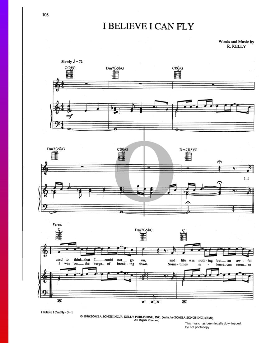 I Believe I Can Fly (R. Kelly) Piano Sheet Music - OKTAV