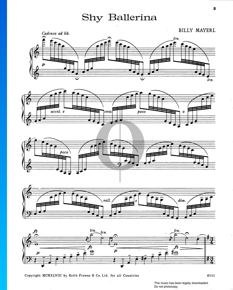 Shy Ballerina (Billy Mayerl) Piano Sheet Music - OKTAV